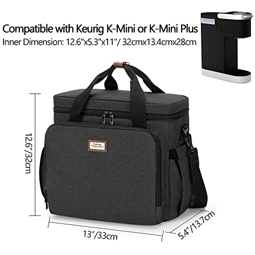 CURMIO Coffee Maker Travel Bag Compatible with Keurig K-Mini or K-Mini Plus, Single Serve Coffee Brewer Carrying Case with Multiple Pockets for K-Cup Pods, Travel Mugs, Black (Bag Only, Patent Design)