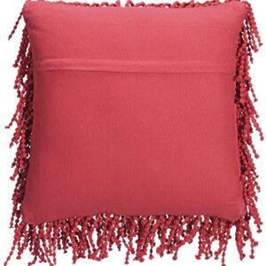 Mina Victory Shag Hand Knotted Fugga RED 20" X 20" Throw Pillow