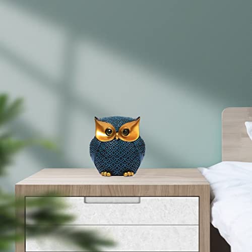 Artpaul Owl Statue Home Decor Accents Small Decor Items for Shelf Owl Figurines Home Decorations for Living Room Office Bedroom, Gifts for Owl Lover (Blue)