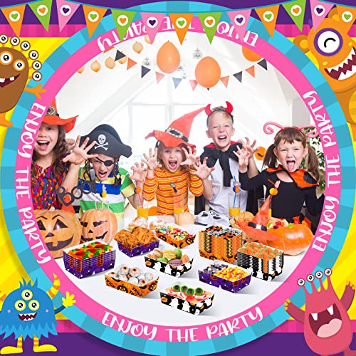 120 Pieces Halloween Paper Food Trays Nacho Trays Halloween Treat Snack Candy Holder Trays Disposable Serving Trays for Halloween Decorations Trick or Treat Party Supplies(5.12 x 3.23 x 1.65 Inches)