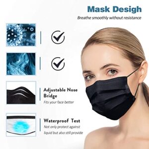 4-Layer Disposable Face Mask, 50 Pcs Safety Protected Masks with Elastic Ear Loop Comfortable Breathable (Adults-Black)