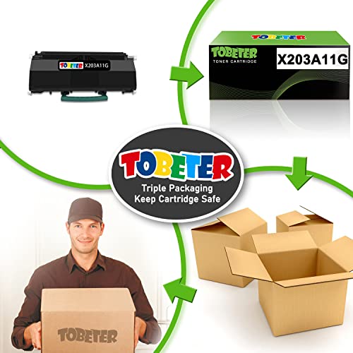 ToBeter Remanufactured X203 X204 Toner Replacement for Lexmark X203A11G X203A21G Toner Cartridge for Lexmark X203 X203N X204 X204N Series Printers (2,500 Pages, 1 Black)