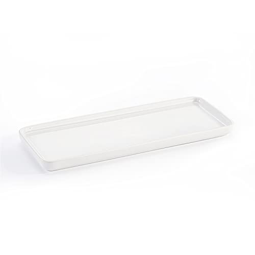 Ceramic Tray, Bathroom Sink Tray, Kitchen Countertop Tray, Vanity Tray, Cosmetics Dish, Candle Tray, Dessert Tray, Perfume Shampoo Liquid Soap Tray,Simple Style Design Suit for Home (White)