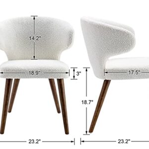 Wahson 4 Pack Modern Kitchen & Dining Room Chairs, Sherpa Upholstered Boucle Dining Chair with Hardwood Legs, White