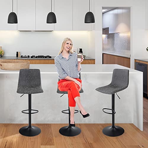 HERA'S PALACE Adjustable Bar Stools, Bar Height Swivel Stools Set of 2, Modern Chairs Barstools Counter Height for Kitchen, Cafe, Grey