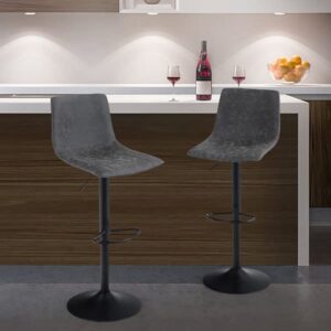 HERA'S PALACE Adjustable Bar Stools, Bar Height Swivel Stools Set of 2, Modern Chairs Barstools Counter Height for Kitchen, Cafe, Grey