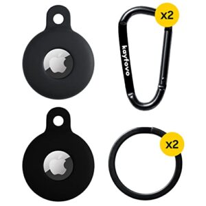 airtag holder, airtag case, air tag holder, airtag accessories, airtag key ring, airtag keychain, silicone airtag case, 2 pack – grey, black