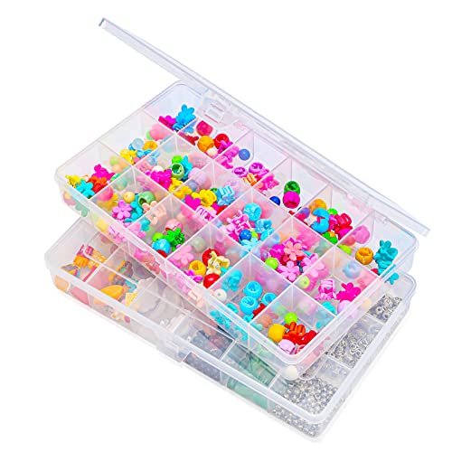 2pack 18 Grids Clear Plastic Organizer Box Storage Container with Dividers for Washi Tape,Jewelry,Beads Art DIY Crafts, Fishing Tackles,Screws