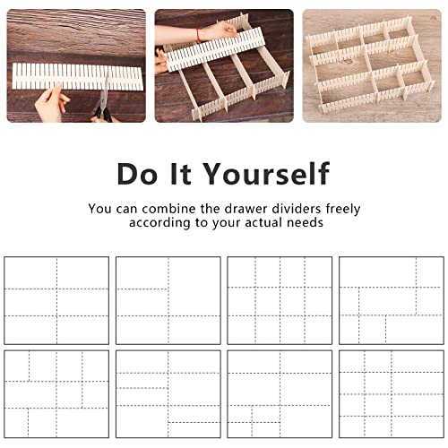 CiiReeH Drawer Dividers, Drawer Organizer for Socks Underwear Makeup Dresser, DIY Adjustable Drawer Dividers for Bedroom Kitchen Office Storage, 8Pcs 16 x 2.7 inch OFF-White