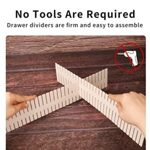 CiiReeH Drawer Dividers, Drawer Organizer for Socks Underwear Makeup Dresser, DIY Adjustable Drawer Dividers for Bedroom Kitchen Office Storage, 8Pcs 16 x 2.7 inch OFF-White