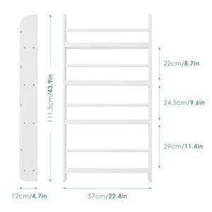 FOTOSOK Kids Bookshelf, Wall Mount 4-Tier Book Shelf Organizer for Toys and Books, Toy Storage Bookshelf in Bedroom, Living Room and Nursery, White