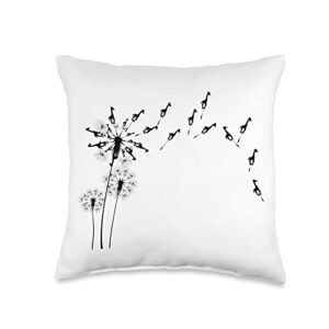 funny zoo keeper gift for giraffe lover animal flower plant-dandelion giraffe throw pillow, 16x16, multicolor