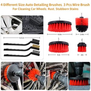 Yeewell 23PCS Car Detailing Brush Set, Drill Brush Set Car Detailing Kit with Cleaning Gel, Auto Detailing Kit with Wash Mitt Sponge, Car Cleaning Tools Kit for Interior, Exterior, Wheels, Dashboard