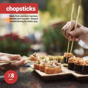 Sushi Making Kit Deluxe - Includes 2 Bamboo Sushi Rolling Mats, Rice Spreader, Rice Paddle, 5 Pairs Chopsticks - 100% Bamboo Home Sushi Maker Kit for Beginners - Great Gift Idea for Chef - Roller Mat