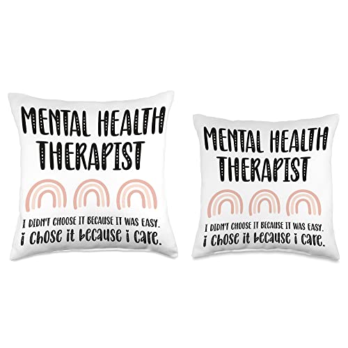 Mental Health Therapist Appreciation Therapist Rainbow Mental Health Therapy Throw Pillow, 16x16, Multicolor