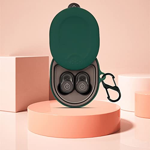 DAYJOY Soft Silicone case Compatible with Devialet Gemini, Portable Protective Shockproof Scratch Resistant Carrying Case Cover Sleeve with Carabiner Accessories (Green)