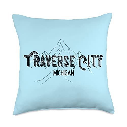 Midwest Michigan Shirts and Michigan Gifts Traverse City Michigan Gift for Midwest Locals and Lovers Throw Pillow, 18x18, Multicolor