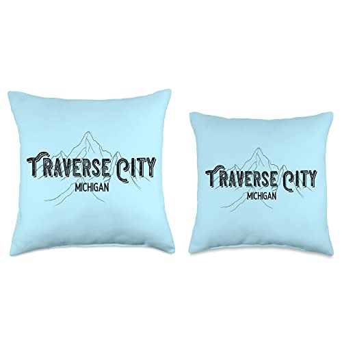 Midwest Michigan Shirts and Michigan Gifts Traverse City Michigan Gift for Midwest Locals and Lovers Throw Pillow, 18x18, Multicolor