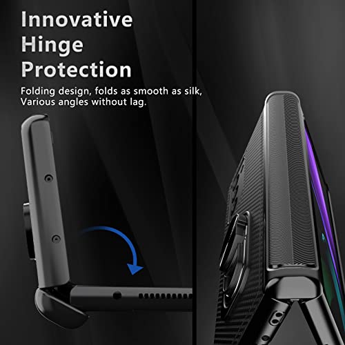 Viaotaily Samsung Z Fold 2 Case with Stand & Hinge Protection, Fold 2 Case Screen Protector, All-Inclusive Anti-Drop Leather PU Phone Cover for Samsung Galaxy Z Fold 2 5G 2020 (Carbon Fiber)