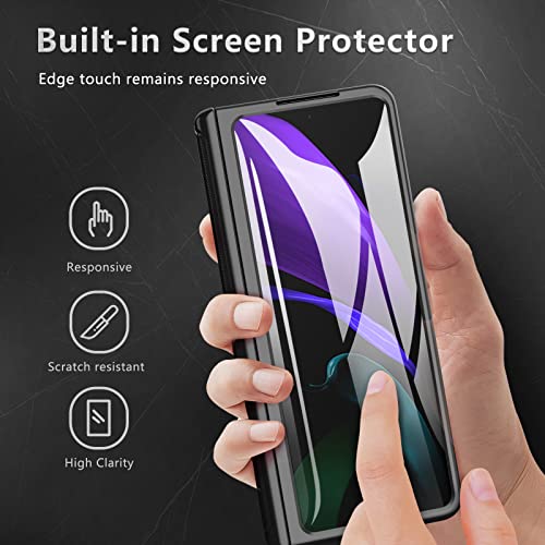 Viaotaily Samsung Z Fold 2 Case with Stand & Hinge Protection, Fold 2 Case Screen Protector, All-Inclusive Anti-Drop Leather PU Phone Cover for Samsung Galaxy Z Fold 2 5G 2020 (Carbon Fiber)