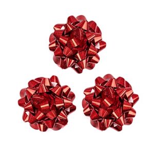 MAYPLUSS 6" Gift Bow Assortment, 3 Bows, Red, Perfect for Birthday, Christmas, Holiday, Party Favors Decorations