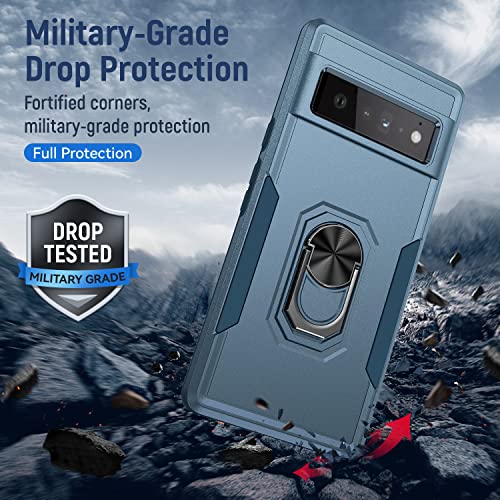 Fucozan for Google Pixel 6 Pro Case with Kickstand Armor Magnetic Ring Rugged Protective Military Grade Shockproof Case for Pixel 6 Pro Phone Case (Navy)