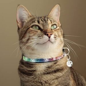 JVVGPET Breakaway Cat Collar with Bells - Rhinestone Bling Cute Cat Collars for Girl Boy Cats - Accessories for Pet Collars Adjustable for Cat Puppy