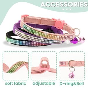 JVVGPET Breakaway Cat Collar with Bells - Rhinestone Bling Cute Cat Collars for Girl Boy Cats - Accessories for Pet Collars Adjustable for Cat Puppy