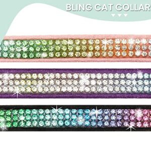 JVVGPET Breakaway Cat Collar with Bells - Rhinestone Bling Cute Cat Collars for Girl Boy Cats - Accessories for Pet Collars Adjustable for Cat Puppy