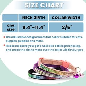 JVVGPET Breakaway Cat Collar with Bells - Rhinestone Bling Cute Cat Collars for Girl Boy Cats - Accessories for Pet Collars Adjustable for Cat Puppy