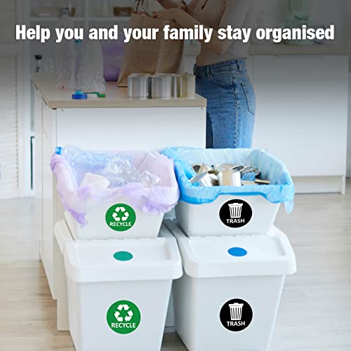 8 Pack Recycle Sticker for Trash Can - Sukh Large Sign Garbage Recycling Sticker Reuse Recycle Vinyl Perfect for Kitchen Necessity Home Essentials,Home, Office,Work,Commercial Event,Apartment,Hotel, Gym, Room,Bars,Recycling Stickers For Trash Can