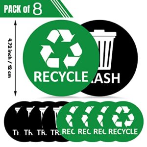 8 Pack Recycle Sticker for Trash Can - Sukh Large Sign Garbage Recycling Sticker Reuse Recycle Vinyl Perfect for Kitchen Necessity Home Essentials,Home, Office,Work,Commercial Event,Apartment,Hotel, Gym, Room,Bars,Recycling Stickers For Trash Can