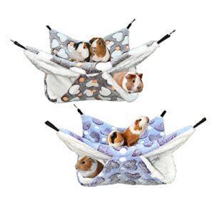 2 pieces guinea pig rat hammock, bunkbed guinea pet small animal hanging hammock hamster ferret cage accessories toys bed for small animals chinchilla parrot ferret squirrel sugar glider playing