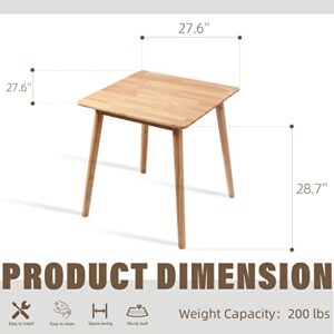 OGMILL 27.6" Small Square Wooden Dining Table for 2, Kitchen Dinner Table Rustic Wood Dining Table Mid Century Modern Farmhouse Table with Solid Wood Leg for Small Spaces