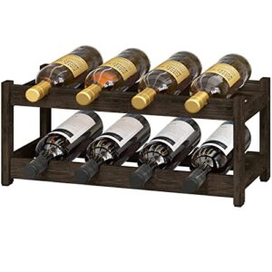 bameos wine rack free standing 2 tier 8 bottle bamboo wine racks countertop cabinet wine holder wine storage shelf for, bar, pantry wine cellar basement countertop mocha (16.85 l x 9.25w x 7h