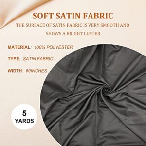 HOTGODEN Satin Fabric:2,5 Yards Black Solid Silky  Satin Fabric by The Yard 60" Wide for Wedding, Bridal, Decoration, Fashion, Apparel Crafts