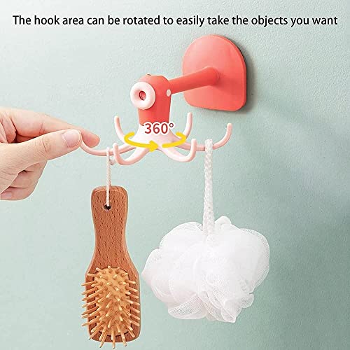 BAMBWARE [Closing Out Sale] Heavy Duty Under Cabinet Utensil Holder Hanger Hook, 360 Degrees Rotating Folding Hook Self Adhesive Hook Utensil Rack with 6 Hooks for Bathroom, Kitchen and Home