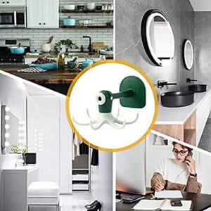 BAMBWARE [Closing Out Sale] Heavy Duty Under Cabinet Utensil Holder Hanger Hook, 360 Degrees Rotating Folding Hook Self Adhesive Hook Utensil Rack with 6 Hooks for Bathroom, Kitchen and Home