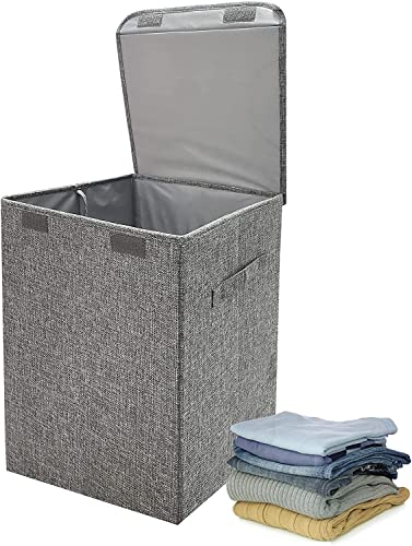 YYSG Laundry hamper,Laundry Basket with Lid, Dirty Clothes Hamper for Bathroom Bedroom,saving space laundry hamper with lid.Grey 38L