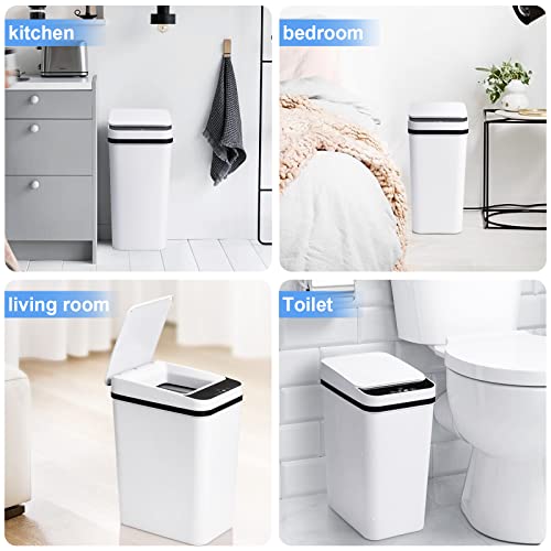 Anborry Bathroom Smart Touchless Trash Can 2.2 Gallon Automatic Motion Sensor Rubbish Can with Lid Electric Waterproof Narrow Small Garbage Bin for Kitchen, Office, Living Room, Toilet, Bedroom, RV