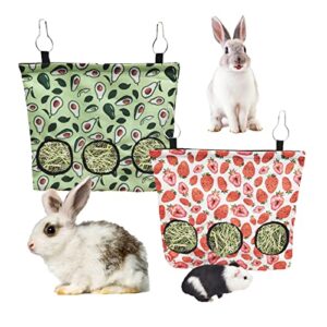 2 pieces rabbit hay feeder bag, small animal hay feeder bag guinea pig hay feeder chinchilla hanging feeder bag bunny hay dispenser storage manger for rabbit guinea pig hamsters chinchilla small pets