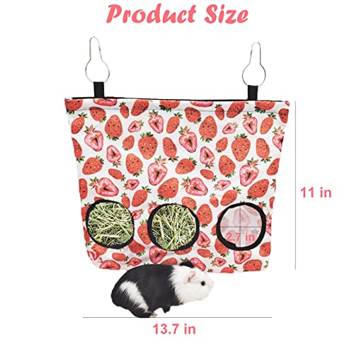 2 Pieces Rabbit Hay Feeder Bag, Small Animal Hay Feeder Bag Guinea Pig Hay Feeder Chinchilla Hanging Feeder Bag Bunny Hay Dispenser Storage Manger for Rabbit Guinea Pig Hamsters Chinchilla Small Pets