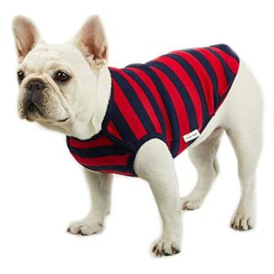 lucky petter dog tank top cotton shirts for small dogs striped sleeveless t-shirts soft breathable cool dog shirt pet clothes (x-large, red/navy)