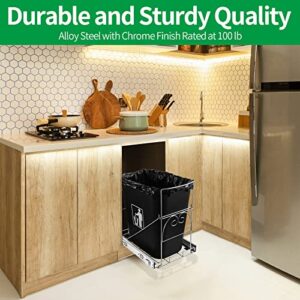 Ormeli Pull Out Trash Can Under Cabinet, Adjustable Garbage SlideOut Shelf for Kitchen, Roll-Out Sliding Rack for Waste Can Under Kitchen Sink/Panty, Trash Can Not Included