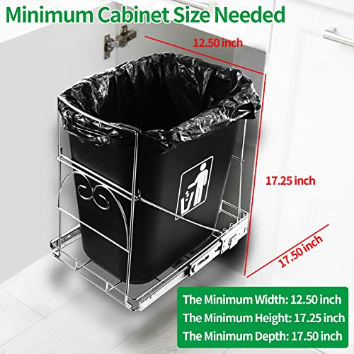 Ormeli Pull Out Trash Can Under Cabinet, Adjustable Garbage SlideOut Shelf for Kitchen, Roll-Out Sliding Rack for Waste Can Under Kitchen Sink/Panty, Trash Can Not Included