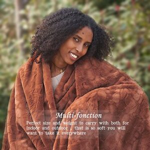 Krifey Throw Blanket, Super Soft Fluffy Luxury Minky Blanket Warm Comfy Faux Fur Bed Throw Camel 50" x 60"