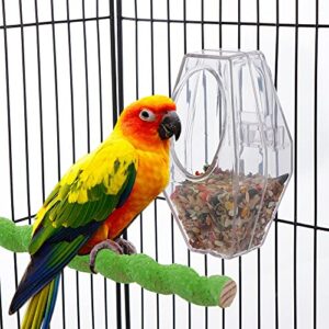 Small Bird Feeder No Mess Cage Hanging Feeder Cup Plastic Seed Food Box for Cockatiel Lovebird Parakeet Budgies Quail