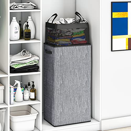 Wisdom Star Laundry Hamper,75L Collapsible Waterproof Large Laundry Basket,Laundry Sorter for Clothes Toys in the Dorm and Family,Grey