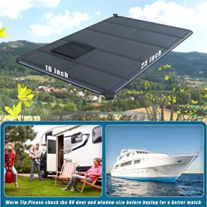 Eazy2hD RV Door Window Shade Cover 25''x16'' Foldable Velcro Magnetic RV Sun Shade Waterproof Oxford Black Blackout & Blocking Light, Heat and UV Rays Accessories for Most RV Camper Motorhome Trailer