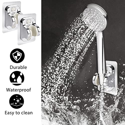 WXJ13 2 Pieces Strong Adhesive Shower Head Holder,No Drilling Wall Mounted Shower Bracket